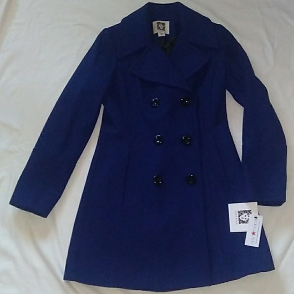 Anne Klein | Jackets & Coats | Nwt Anne Klein Blue Wool Blend Coat ...